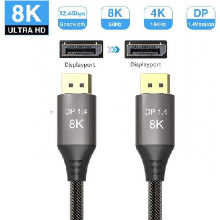 3 metre 8k displayport kablo 1.4 versiyon 8k displayport kablo 3 metre